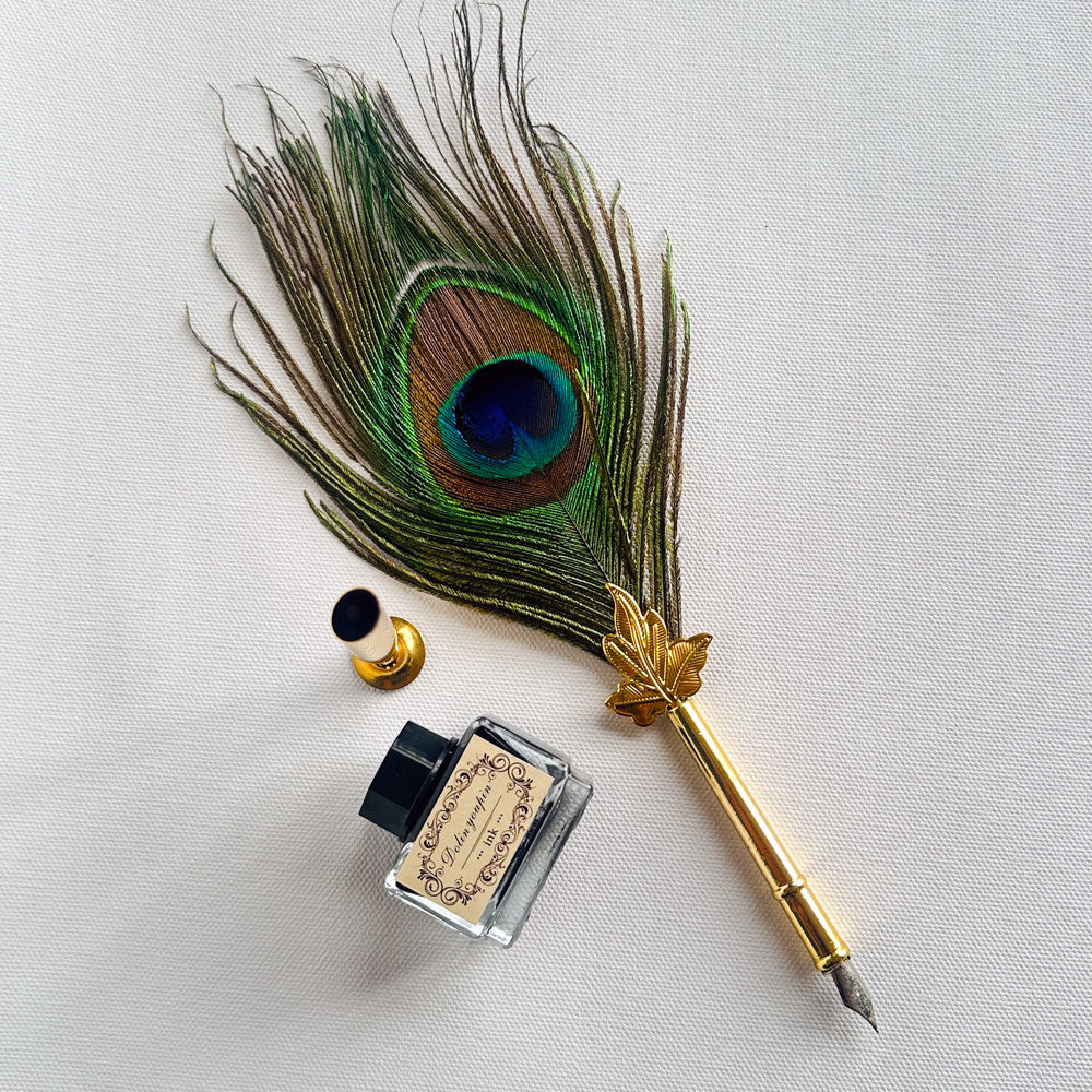 Submarine Peacock Feather Calligraphy Pen Set | gingercrush.com
